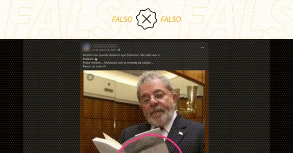 É montagem foto do ex-presidente Lula lendo um livro de cabeça para ...
